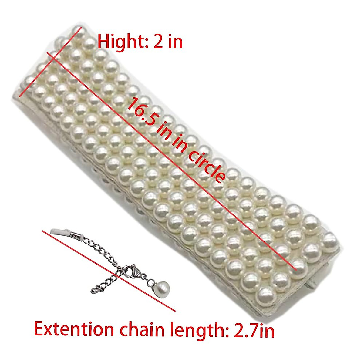 Zthread Vintage Beaded Collar Necklace Handmade Faux Pearl Collar Woman Fashion False Collar Necklace (Ivory+Extend Chain)