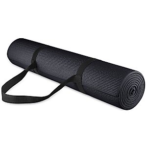 Fitvids All-Purpose 1/4-Inch High Density Anti-Tear Exercise Yoga Mat with Carrying Strap, Black