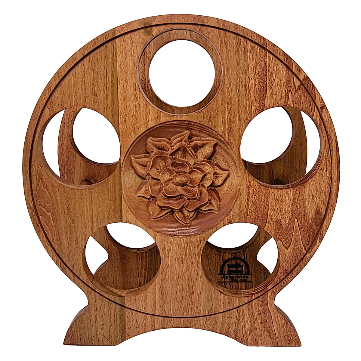 Apparatus Wood Design Wine Rack countertop Wooden 5 Bottle Holder Display Stand Shelf Storage Cabinet Home Decor Wine Gift no Need Assembly (Traditional Cherry)