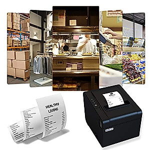 Rongta POS Printer, 80mm USB Thermal Receipt Printer, Restaurant Kitchen Printer with Auto Cutter Support Cash Drawer,USB Serial Ethernet Interface Optional for Windows/Mac/Linux (RP326)