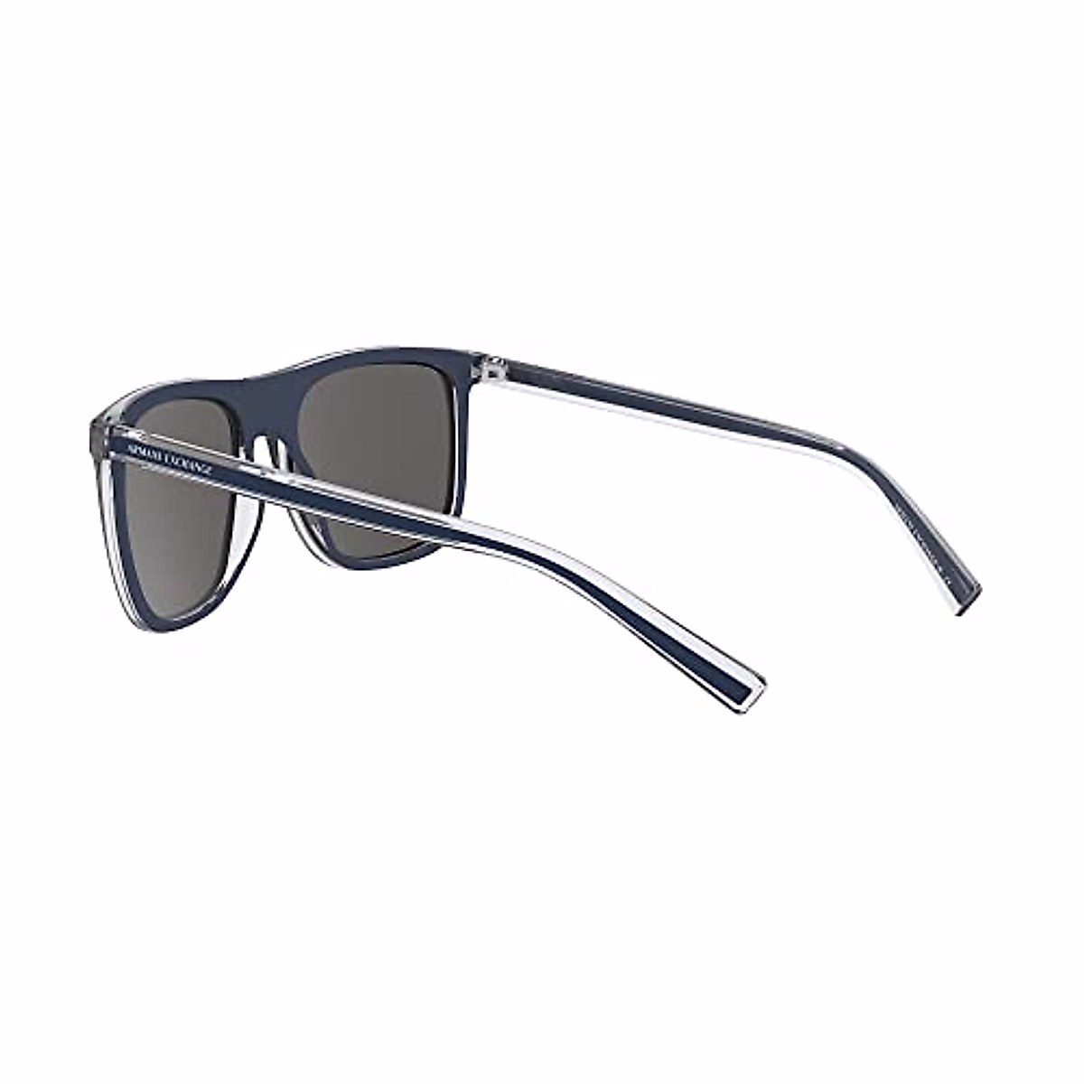 A|X ARMANI EXCHANGE Men's AX4102SF Low Bridge Fit Square Sunglasses, Shiny Blue/Silver Mirrored, 57 mm