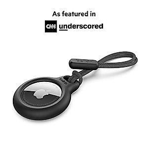 Belkin Apple Airtag Secure Holder With Strap - Apple Air Tag Keychain - Airtag Holder With Strap For Key Ring - Airtag Keychain Accessories - Scratch Resistant Airtag Case With Raised Edges - Black