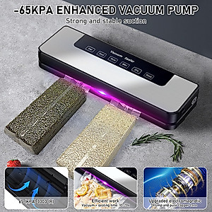 Live Go Food Saver Vacuum Sealer Machine,High-Speed Continuous Working Suction Power Food Sealer with 10 Airtight Bags and Accessory Hose for Food Save and Storage