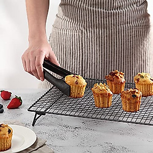 Asixxsix Cooling Rack, 17 x 11 Inches Oven and Dishwasher Safe Baking Rack, High Temperature Resistant Wire Rack with Small Mesh for Cooking, Roasting, Grilling, Dripping Dish, Fits Pans (Black)