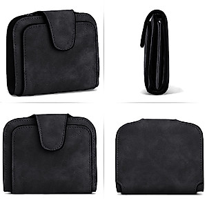 KELEEL Small Wallet for Women RFID Blocking Genuine Leather Bifold Wallet Zipper Coin Pocket Credit Card Holder Purse with ID Window