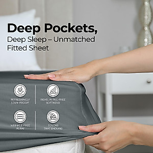 Utopia Bedding Queen Fitted Sheet - Bottom Sheet - Deep Pocket - Soft Microfiber -Shrinkage and Fade Resistant-Easy Care -1 Fitted Sheet Only (Grey)