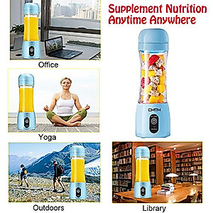 Portable Blender, Personal Size Blender for Smoothies and Shakes, Mini Blender Portable 2000mAh USB Rechargeable with Six Blades, Electric Blender Sports,Travel,Gym (Blue)