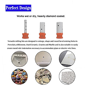 20mm Diamond Finger Milling Bits for Tile Enlarging and Trimming Existing Holes in Ceramic Hard Ceramic Granite and Marble 5/8"-11 Thread