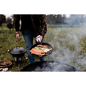 Barebones 12-Inch Flat Cast Iron Skillet - Enameled Cast Iron Fry Pan, outdoor cooking pan