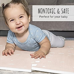 Stylish Baby Play Mat - Soft, Easy to Clean 5.6 x 4 ft. Floor Mat Creates A Safe Play Area for Your Baby Boy or Girl - The Perfect Modern Foam Playmat Fits Nicely with Your Kids Playroom Or Home Decor