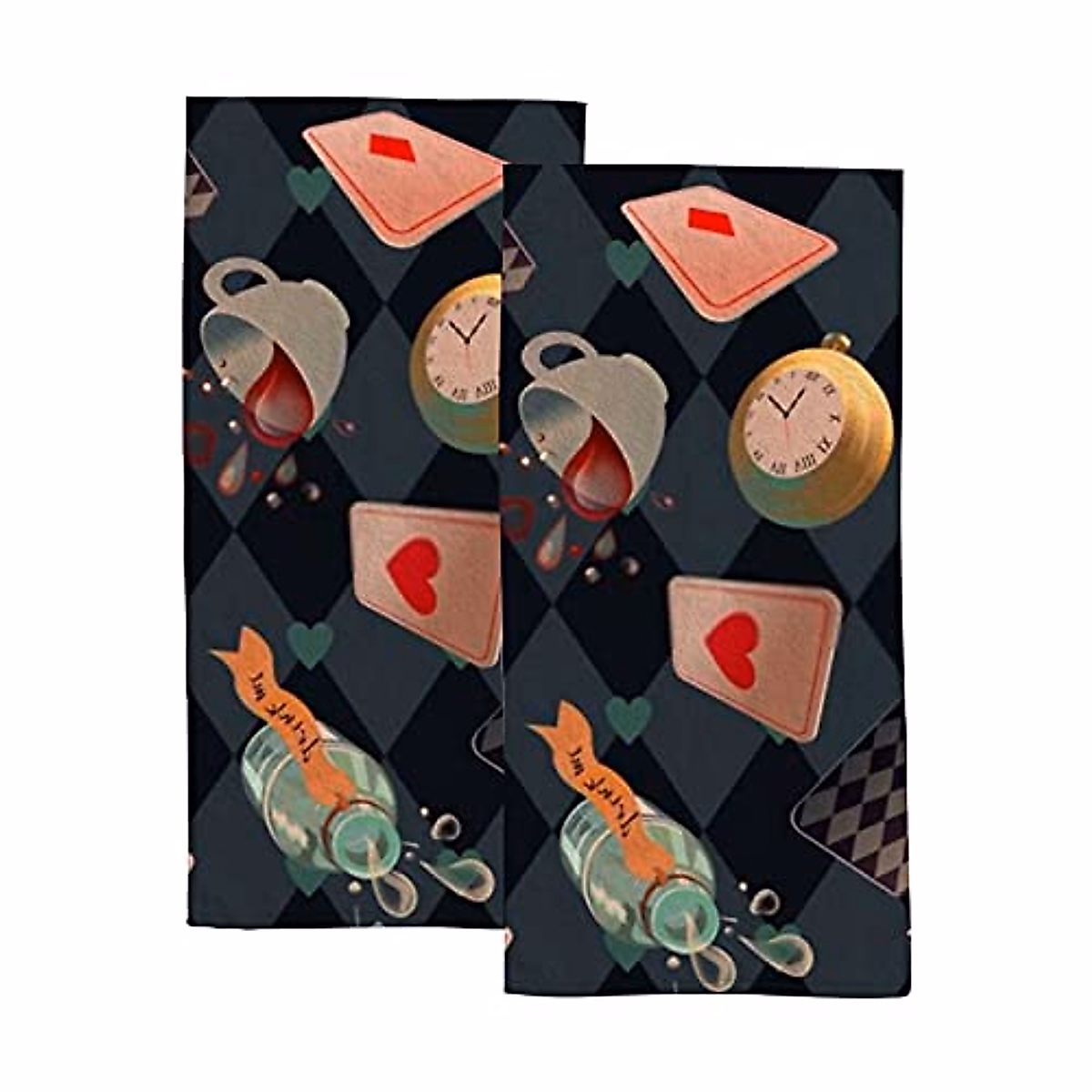 Hand Towels Face Towels Set of 2 Wonderland Floating Decoration Soft Comfortable Polyester Microfiber Fast Water Absorbent Towels for Bathroom Kitchen 30X15 Inch