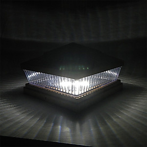 iGlow 4 Pack Vintage Bronze Garden 6 x 6 Solar SMD LED Post Deck Cap Square Fence Light Landscape PVC Vinyl Wood Bronze