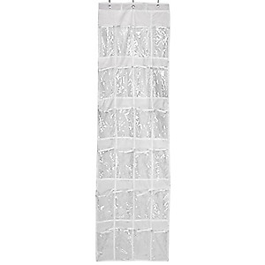 Vinyl Over The Door Shoe Organizer with 24 Reinforced Pockets. Organize Your Shoes with This Shoe Rack Over The Door Organizer and Save Space. Hang on Standard Doors with 3 Steel Over The Door Hooks.