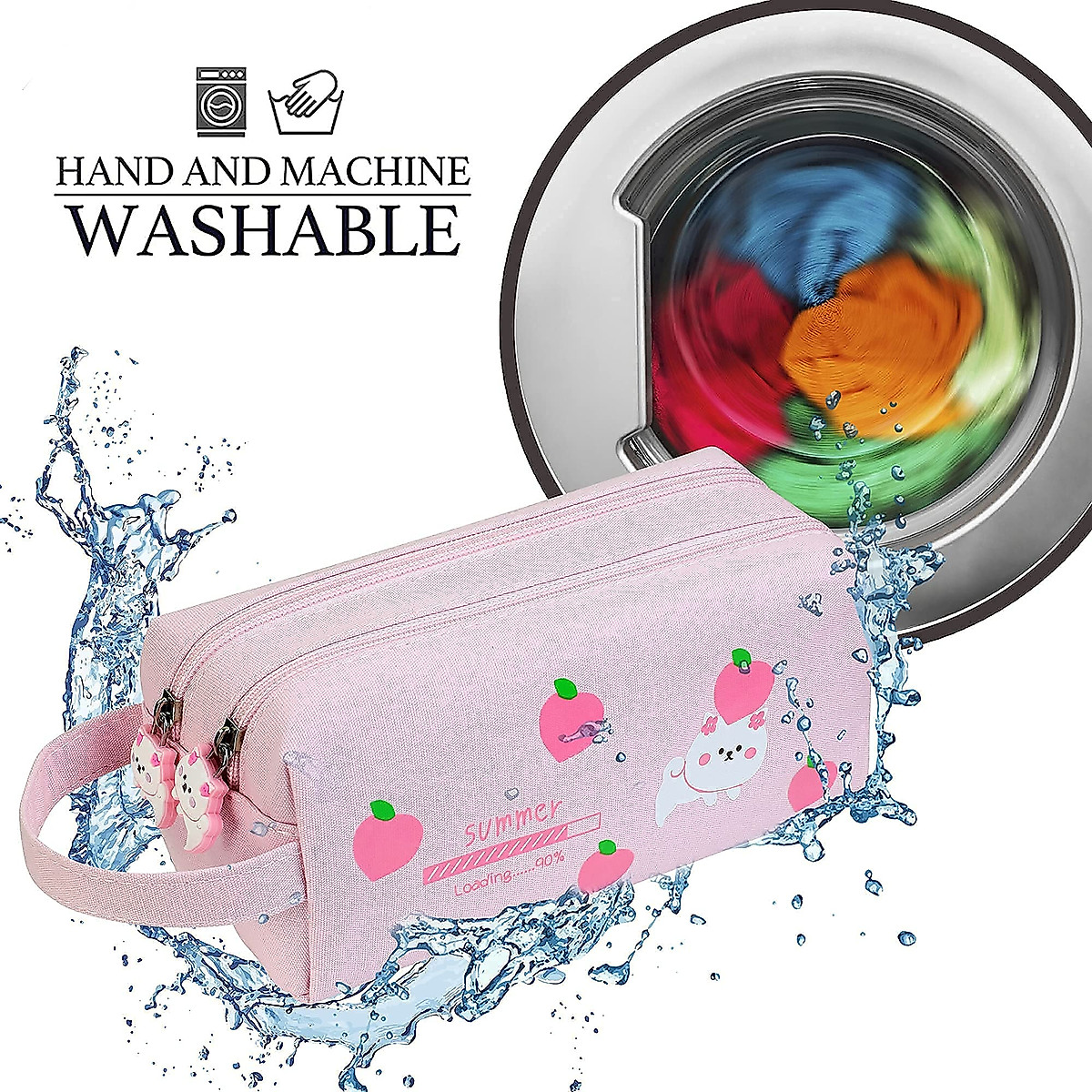 WittySilly Cute Cat Pencil Pouch for Girls, Kawaii Large Capacity Pink Pencil Case, Stationery Organizer Bag, High School College Pen Case, Office Supply Case Organizer (Soft Pink)