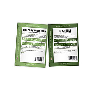 Cabbage Seeds for Planting 5 Individual Packets Bok Choy, Michihili (Napa) Chinese Cabbage, Red, Golden Acre and Copenhagen Market Early for Your Non GMO Heirloom Vegetable Garden by Gardeners Basics