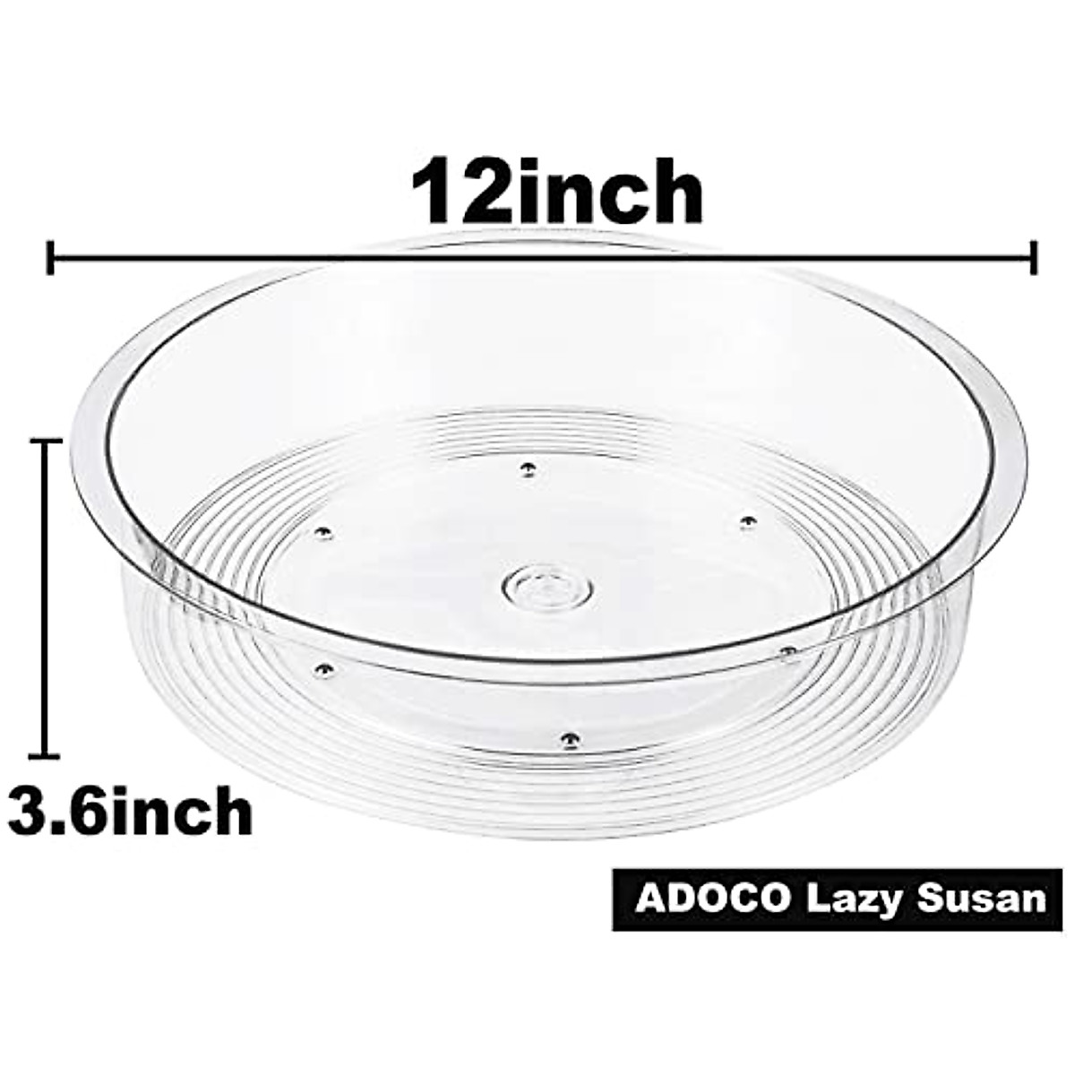 Adoco Lazy Susan Organizer, 12 inch Clear Lazy Susan Turntable Organizer for Cabinet - Kitchen Cabinet Organizer Pantry Organization and Storage