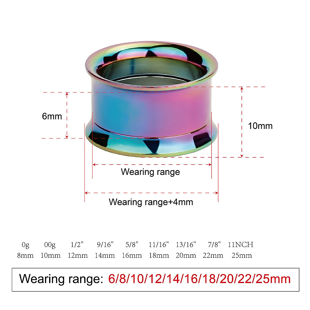 TBOSEN Set of 12 pcs Stainless Steel Ear Plugs Large Double Flare Alloy Gauges Stretching Screw Fit Tunnels Gauge 2g - 1 inch