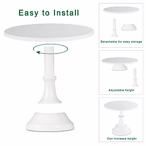 Distlety White Cake Stand 10 inch Round - Cupcake Stand - Metal Cake Holder Stand for Wedding Reception Birthday Party Graduation Ceremonies Family Gatherings and Other Events