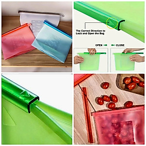 Eco-Friendly Reusable Silicone Food Bags (Set of 3) – BPA Free, Leakproof, Freezer & Microwave Safe, Dishwasher Safe, Multipurpose Storage for Snacks, Meals, and Organizing