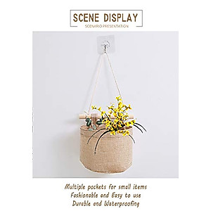 AARAINBOW 1 Pack Mini Cotton Linen Fabric Closet Detachable Foldable Washable Hanging Storage Bag with 3 Pockets Over The Wall Door Organizer for Room Bathroom (Khaki)
