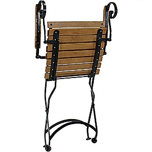 Sunnydaze Deluxe European Chestnut Wooden Folding Small Bistro Dining Armchair - Portable, Compact Side Chair - for Indoor or Outdoor Use - Patio, Deck, Balcony, Camping and Spare Seating - Set of 2