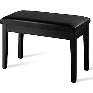 GOFLAME Duet Piano Bench, Black, PU Leather, Solid Wood Construction, Hidden Music Storage, 360 lbs Load Capacity, 29.5" x 14" x 19.5"