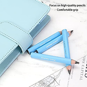 AUTEMOJO Short triangle 5mm thick core fat pencil, 3.5 inch fat pencil, suitable for preschool children Little hand, kindergartens, children's writing and painting (8 light blue)