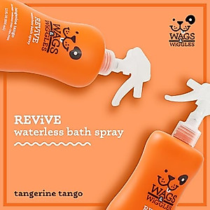 Wags & Wiggles Revive Waterless Bath Spray for Dogs | Waterless Dog Shampoo Dog Spray Dog Deodorizing Spray for Smelly Dogs in Tangerine Tango Scent, 12 oz