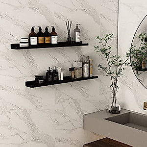 love furniture 35 Inch Black Floating Shelves Wall Mounted Set of 2, Wall Mounted Wood Shelves for Bedroom, Living Room, Bathroom, Kitchen