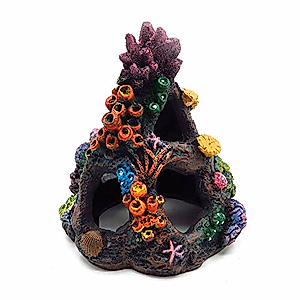Aihotim Coral Aquarium Reef Decoration - Resin Fish Tank Mountain Cave Ornaments Betta Fish Sleep Rest House Hide Play Breed…