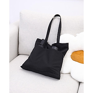 Women's Canvas Bag, Aesthetic Handbags with Zipper Travel Shoulder Bags Shopping Handbags with Inner Pockets