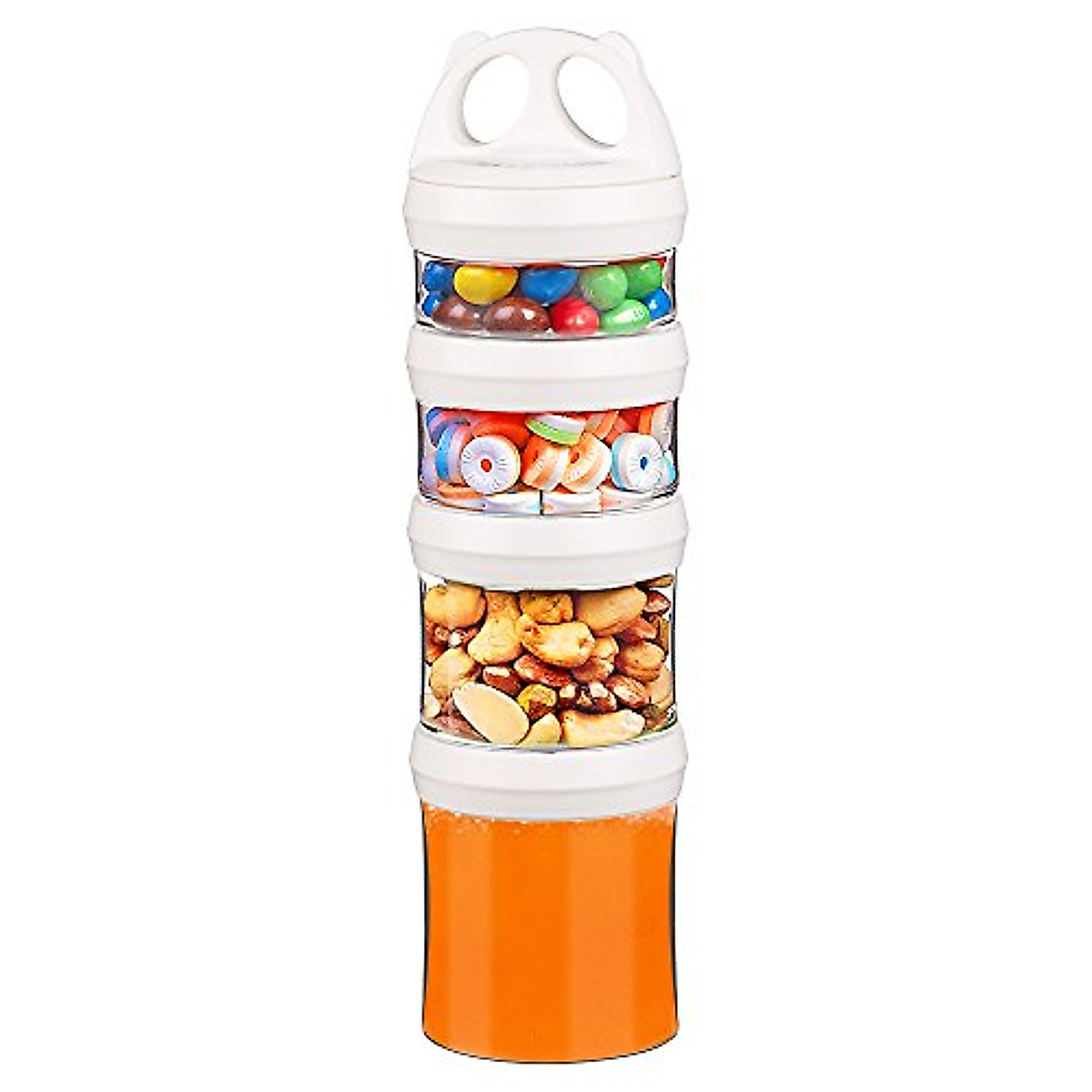 BeneLabel Snack Jars 4-Piece Twist Lock Stackable Containers Travel, Formula Travel Container for Storing Milk, Protein Powder, Snacks, Travel Items, BPA Free(White, 31oz)