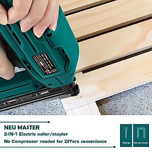 Electric Brad Nailer（1/4'' Narrow Crown Staples 400pcs and Nails 100pcs Included) and Variable Temperature Heat Gun with LCD Digital Display and 6 Nozzles Attachments