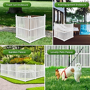FLYYIBO Outdoor Privacy Screen, No Dig White Vinyl Privacy Fence Screen Kit for Pool Equipment Enclosure, Trash Can Enclosure for Outside (36" W x 48" H, 2 Panels)