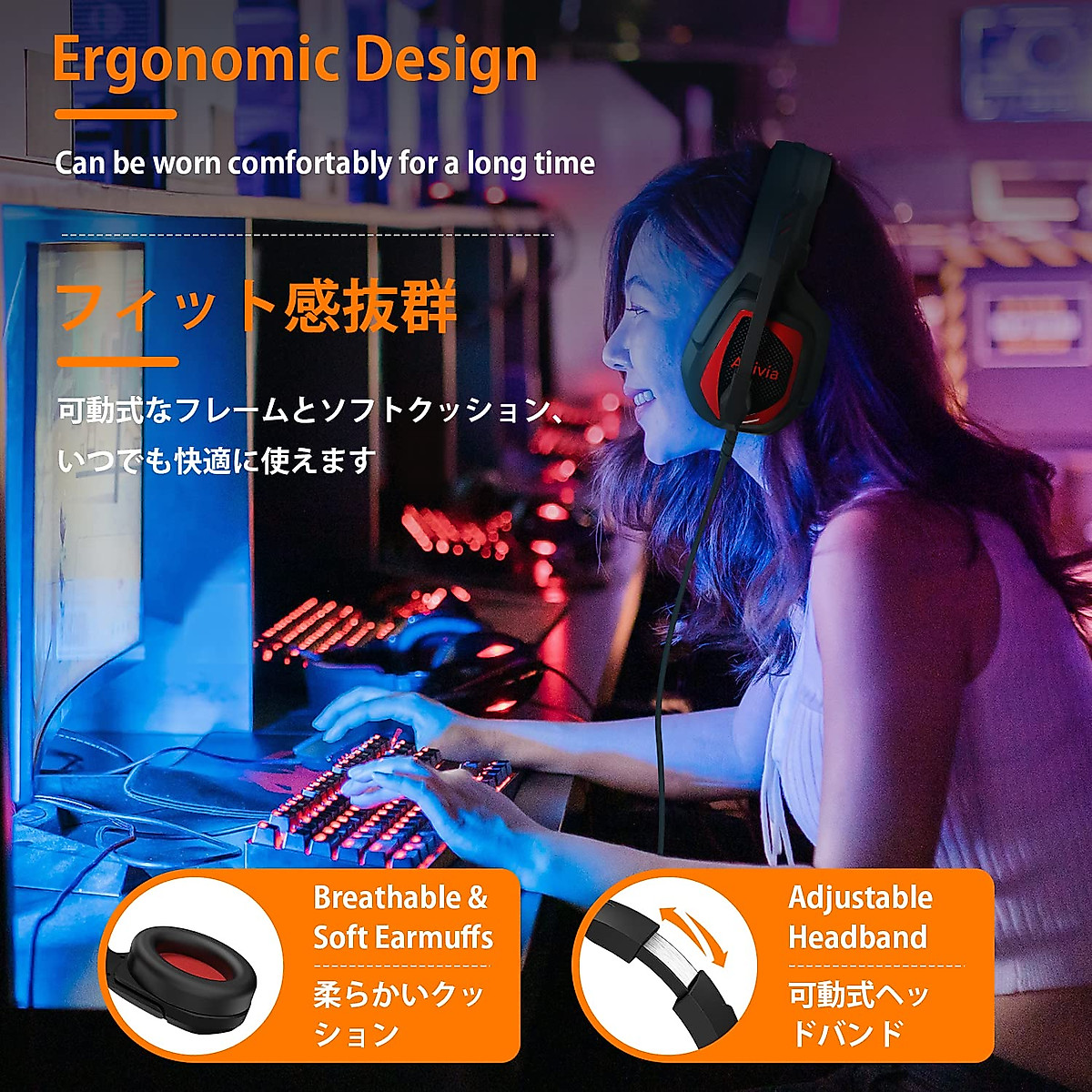 Anivia Gaming Headset with Noise Isolating Microphone, HD Stereo Sound for PS4/PS5 Xbox Switch PC (Red, Wired 3.5mm Jack)