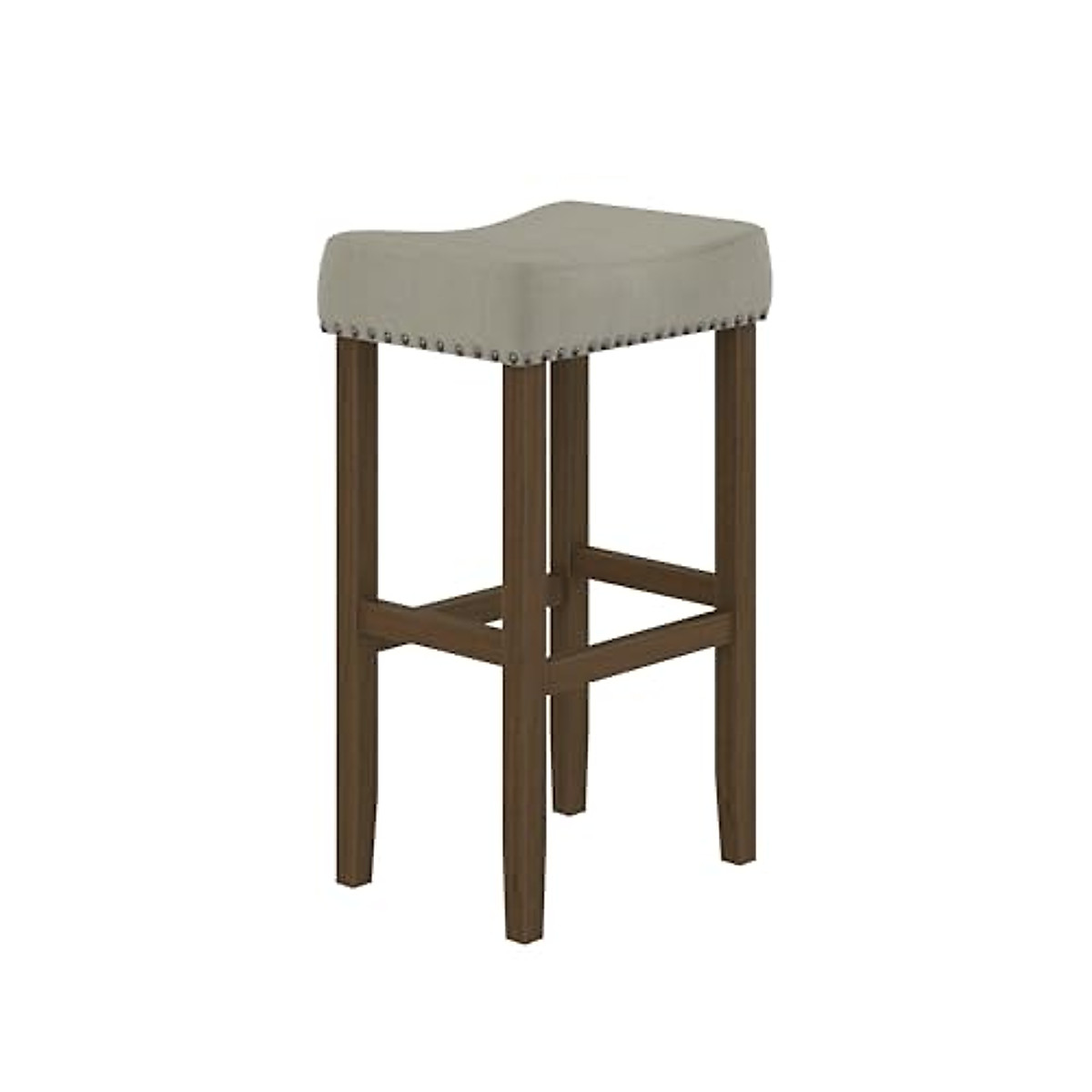 Nathan James Hylie Nailhead Wood Pub-Height Kitchen Counter Bar Stool 29", Gray/Dark Brown