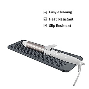 EIOKIT Silicone Heat Resistant Travel Mat Pouch for Hair Straightener,Crimping Iron,Hair Curling Iron,Hair Curling Wand,Flat Iron,Hair Waving Iron and Hot Hair Styling Tools (Grey) 1 Pack