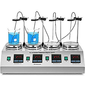 Digital Magnetic Stirrer with Hotplate 0~2400 RPM Mixer Plate Magnetic Lab Stirrer Mixer with Stirring Bar (4 Unit Plate)