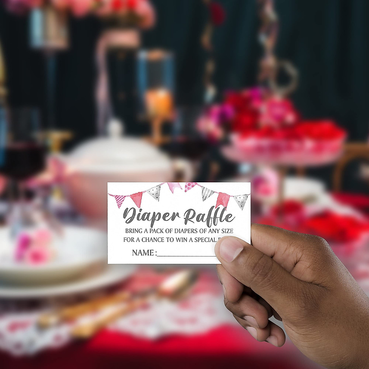Diaper Raffle Sign,Diaper Raffle Baby Shower Game Kit (1 Standing Sign + 50 Guessing Cards),Baby Showers Decorations,Card for Baby Shower Game to Bring a Pack of Diapers-N10