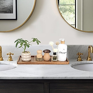 Large Wooden Bathroom Vanity Tray Rectangular Soap Dispenser Holder for Kitchen Counter Acacia Wood Serving Tray for Perfume Dresser Key Tray Divider Kitchen Sink Tray Decor Bathroom Toilet Tank Tray