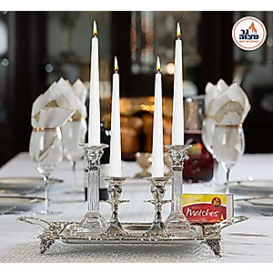Classic White Taper Candles - 10 Inch – 30 Bulk Pack – for Shabbat, Dinner Tables, Restaurants, Ceremonies and Emergency - 8 Hour Burn Time