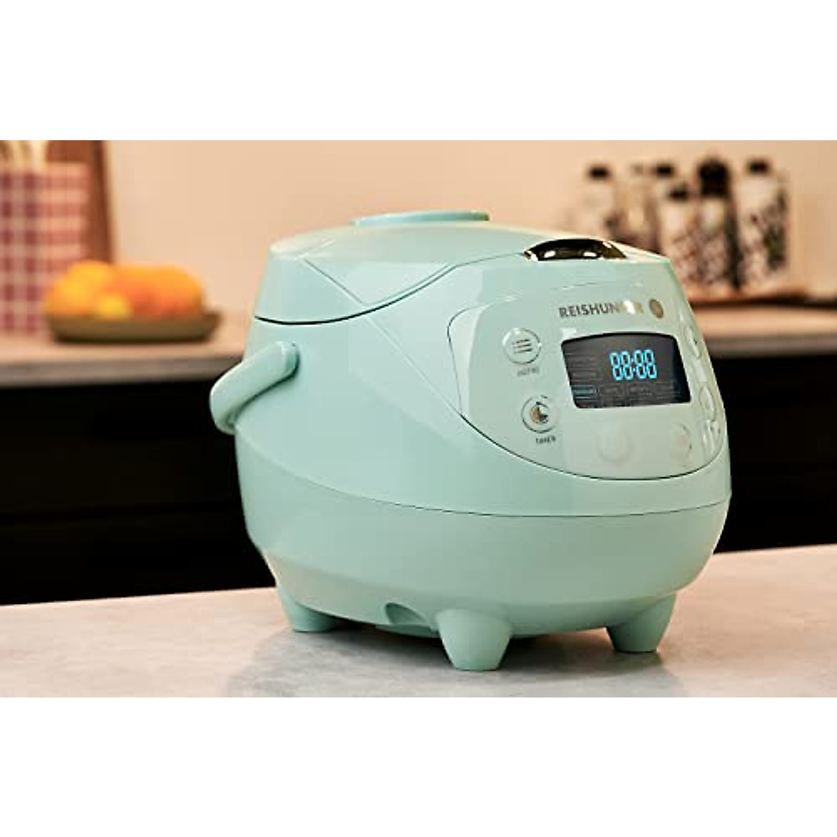 Reishunger Digital Mini Rice Cooker & Steamer, Mint with Keep-Warm Function & Timer - 3.5 Cups - Small Rice Cooker Japanese Style with Ceramic Inner Pot - 8 Programs - 1-3 People