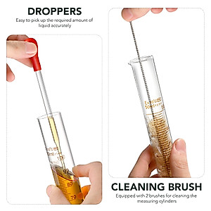 Glass Graduated Measuring Cylinders Set 5ml 10ml 25ml 100ml Thick Lab Cylinders 3 Droppers 2 1 Stirring Rod Cylinders Set