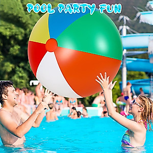 2 Pcs 5 Feet Giant Beach Ball Rainbow Color Big Ball Inflatable Large Giant Ball Blow Up Giant Inflatable Ball for Kids Adults Summer Pool Party Water Game Huge Toy