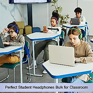 Yunsailing 30 Pack Class Set Headphones for Kids Students Bulk School Classroom Headphones Over Head Earphones on Ear Earbuds Adjustable with 3.5 mm Jack for Child Children Adults (Classic Colors)