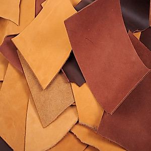 Leather Scrap Crafts 5 lbs Leather Scrap - Large Pieces of Full Grain Leather Cowhide Remnants Bag - Design & Make Crafts - Mixed Colors