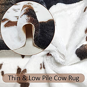 Aoczes Faux Cowhide Rug Cute Cow Print Rug Cow Rugs for Bedroom Living Room Nursery Western Home Decor Area Rug, Brown and White 4.6 x 5.2 Feet