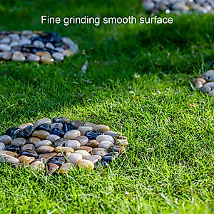Qualdout River Rocks Stepping Stones Pavers Outdoor for Garden Walkway, Pebbles Polished Gravel for Yard Lawn Patio Pathway Landscaping, Set of 6 (Roundness)