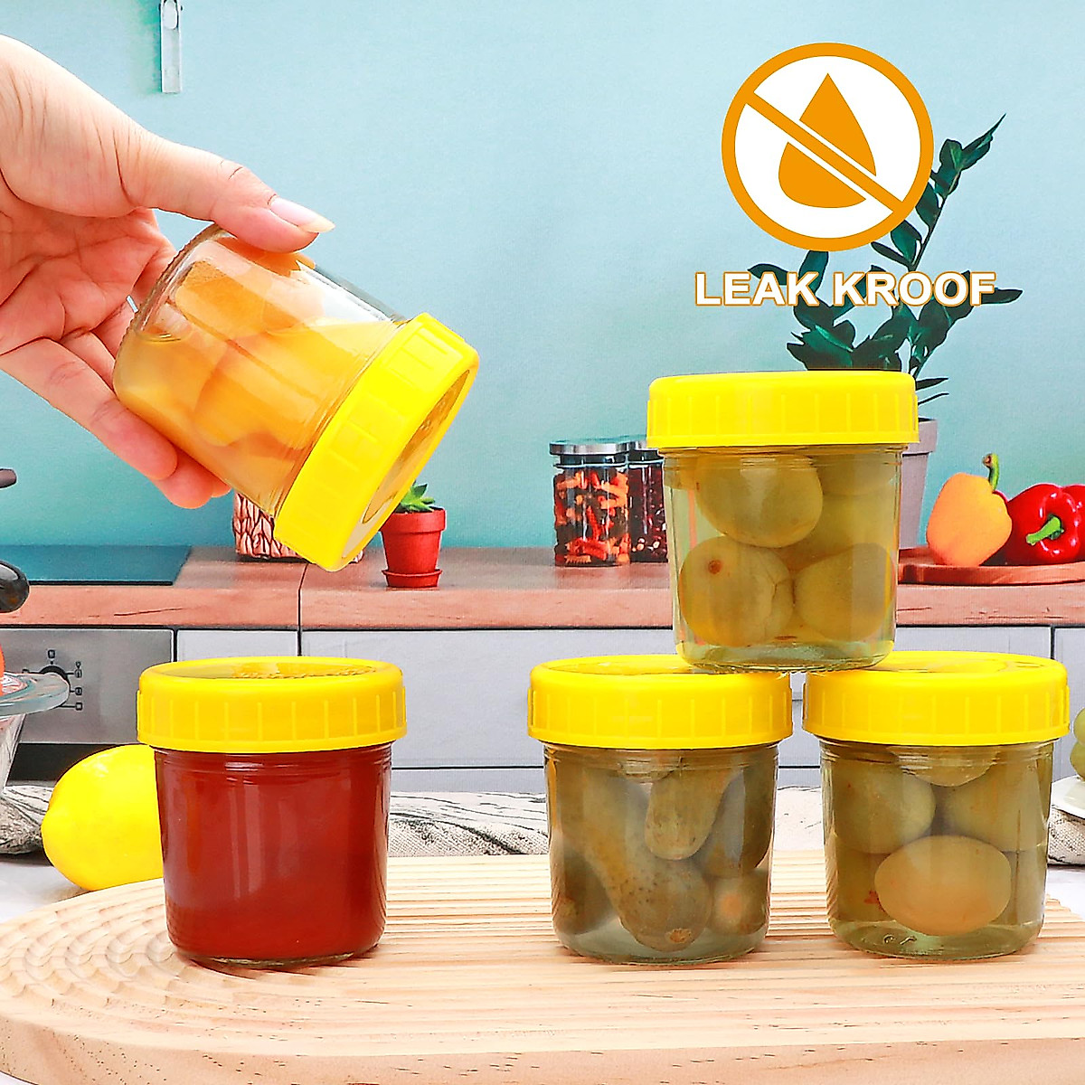 Brajttt Small Mason Jars 5 oz, Mini Canning Jar,16 pack Small Glass Jars with Regular Lids, Ideal for Jelly, Jam, Honey, Dessert, Spice