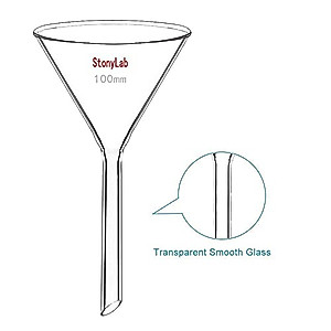 stonylab 4pcs Glass Funnel Set, Heavy Wall Borosilicate Glass Short Stem Funnels Filling Funnels, 50 mm/75 mm/100 mm/120 mm Diameter